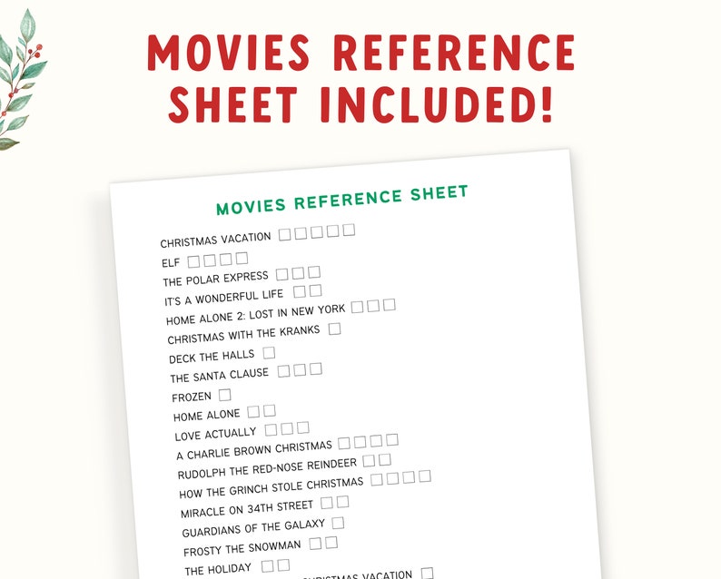 Christmas Name the Movie Game, Christmas Movie Trivia Game, Printable ...