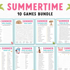 Summer Game Bundle, Printable Summer Game for Kids and Adults ...