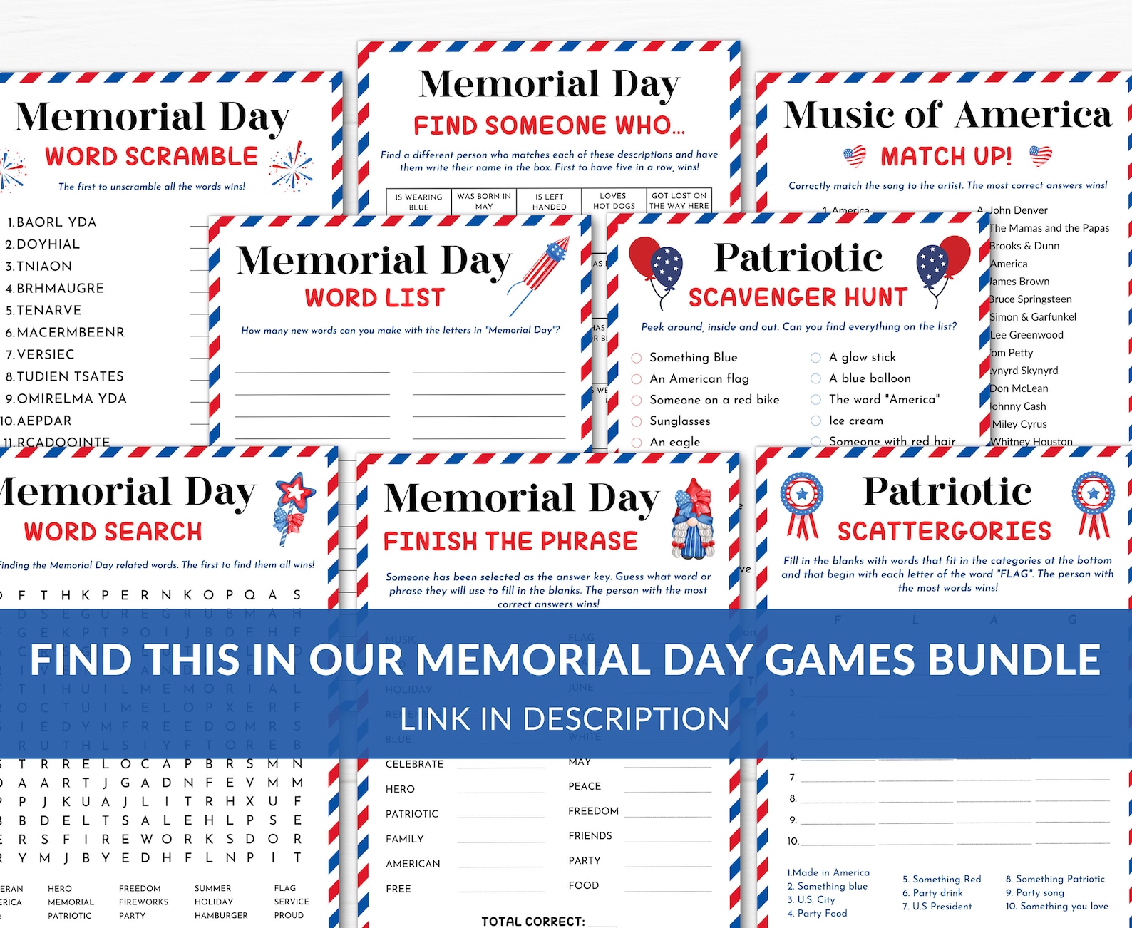 Printable Memorial Day Scavenger Hunt Game Memorial Day Game - Etsy