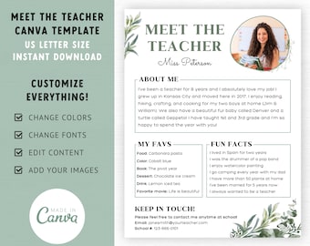 Meet the Teacher Classroom Printable Template, Teacher Introduction ...