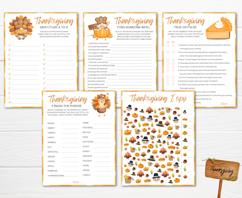 15 Thanksgiving Games Bundle Printable Thanksgiving Party - Etsy