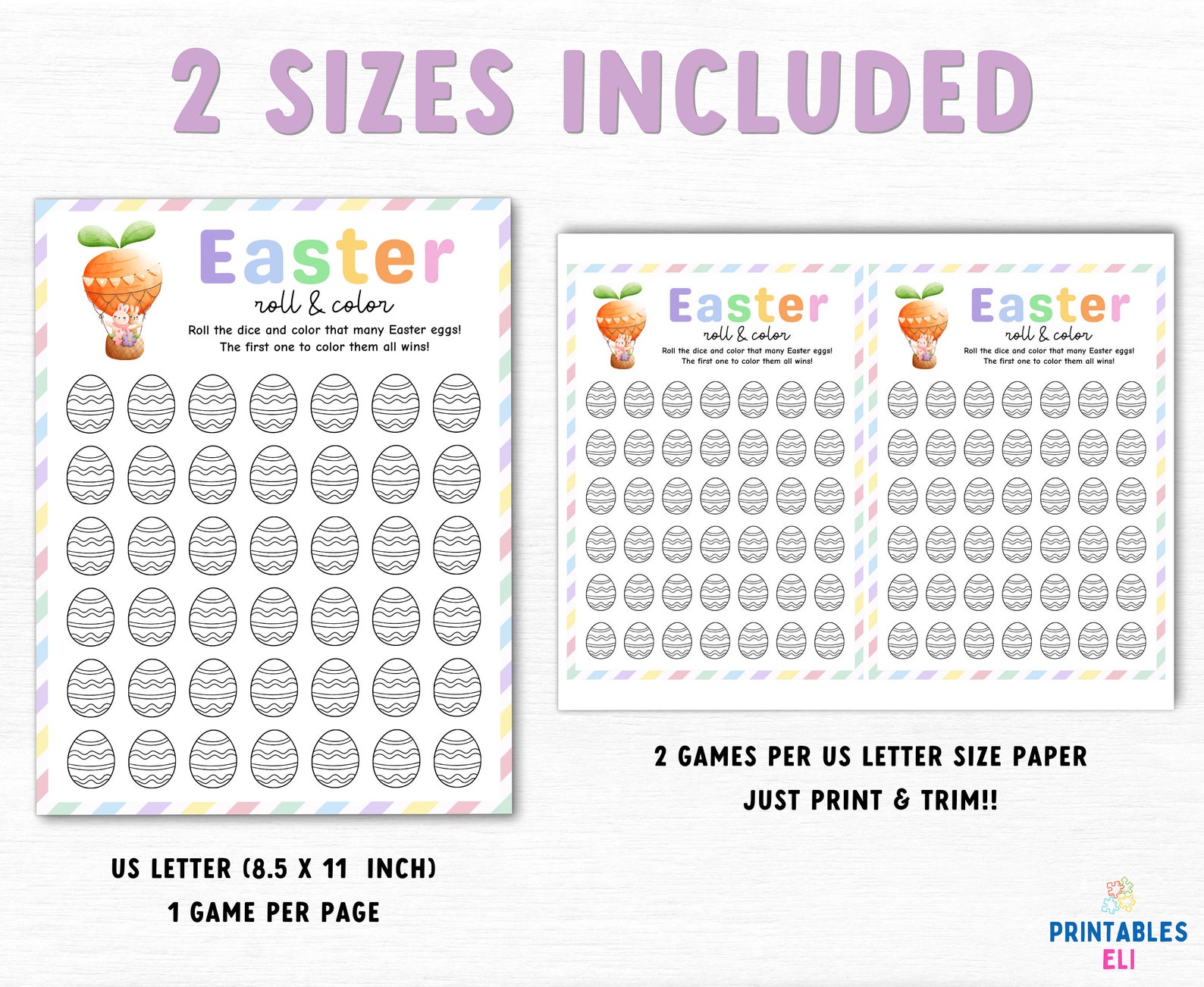 Roll and Color Easter Printable Game for Kids, Easter Activity ...
