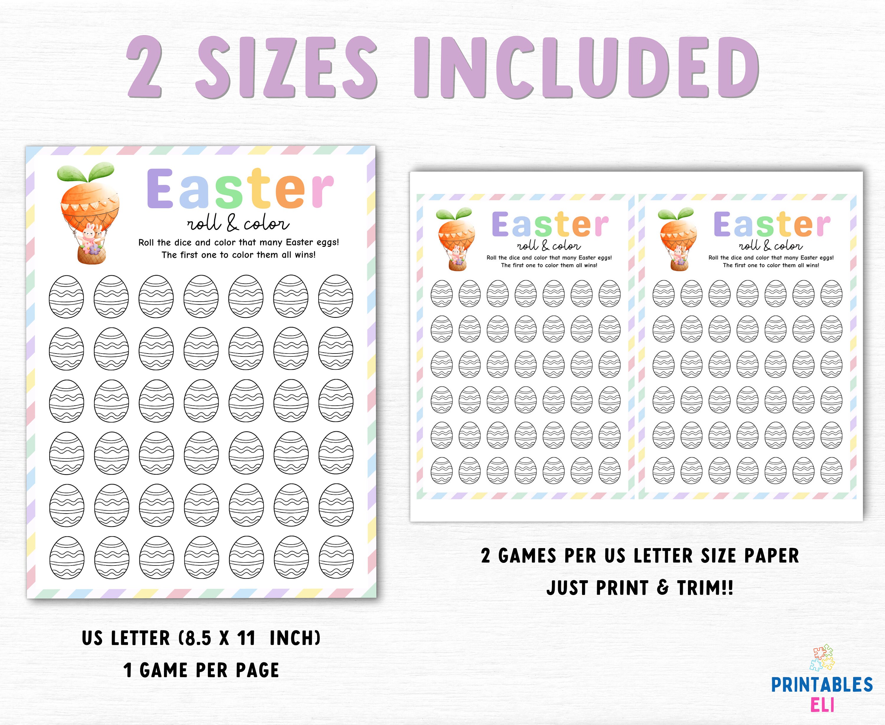 Roll and Color Easter Printable Game for Kids, Easter Activity ...