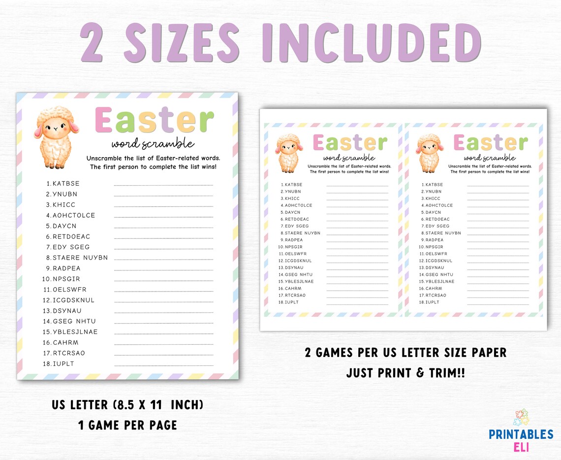 Easter Word Scramble Game, Printable Easter Party Game, Classroom ...