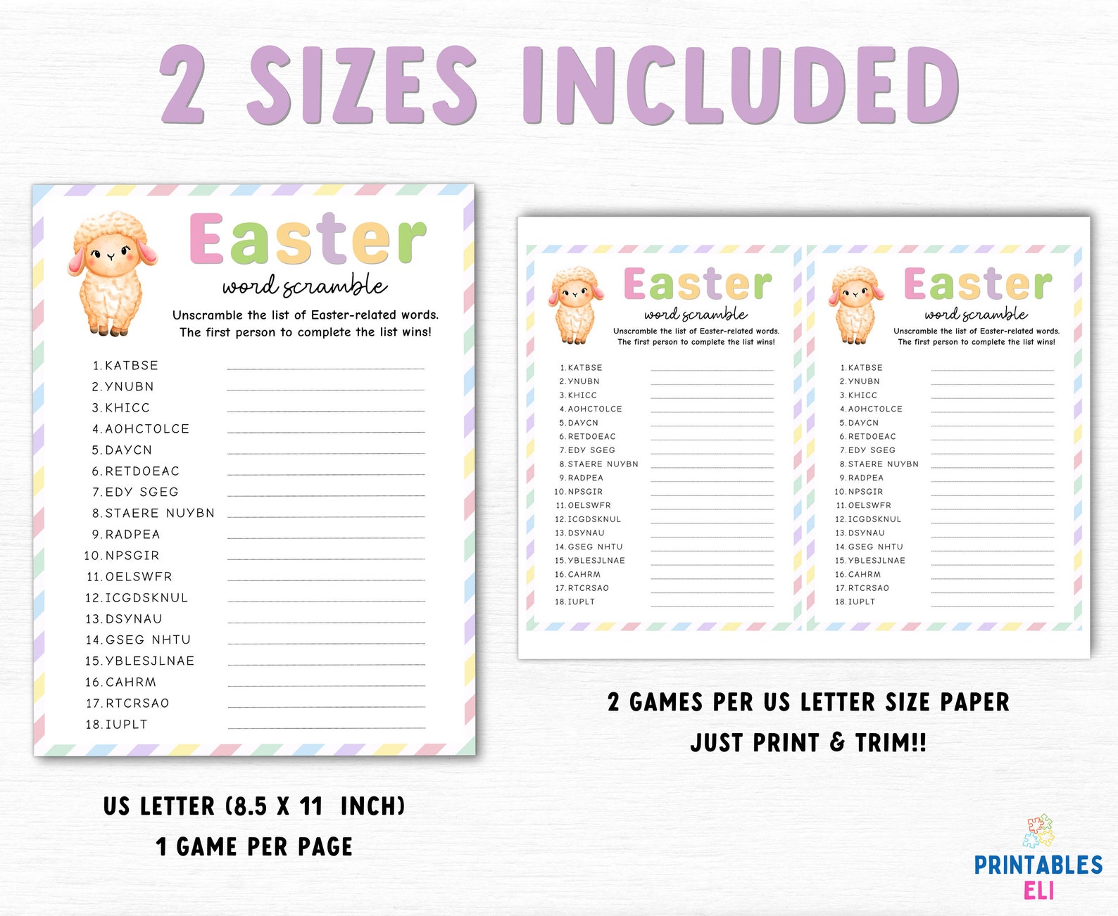 Easter Word Scramble Game, Printable Easter Party Game, Classroom ...