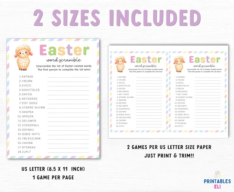 Easter Word Scramble Game, Printable Easter Party Game, Classroom ...