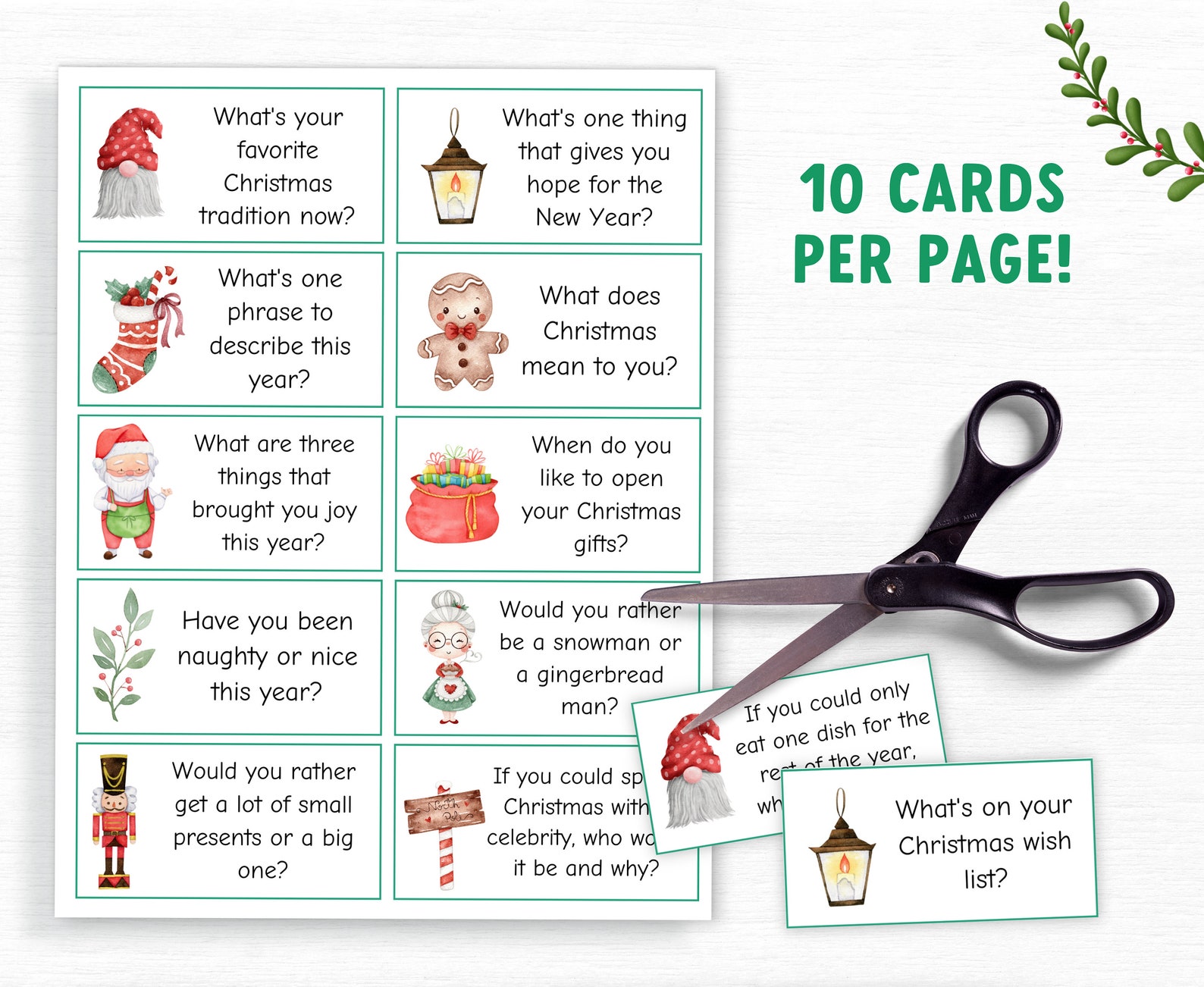 Christmas Conversation Starters, Christmas Party Game Printable, Family ...