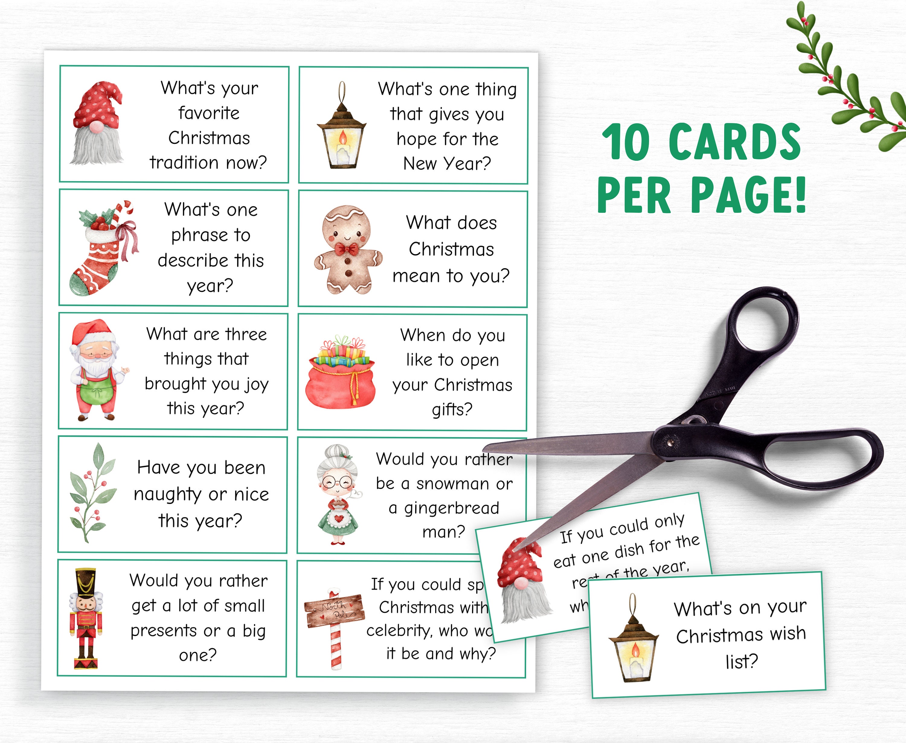 Christmas Conversation Starters, Christmas Party Game Printable, Family ...