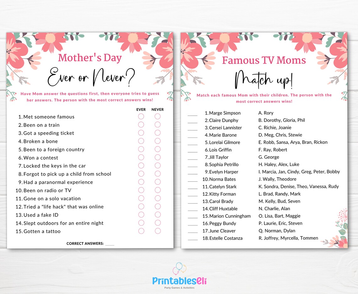 Printable Mother's Day Game Bundle Printable Mothers Day - Etsy