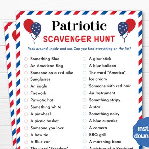 Printable Memorial Day Scavenger Hunt Game Memorial Day Game - Etsy