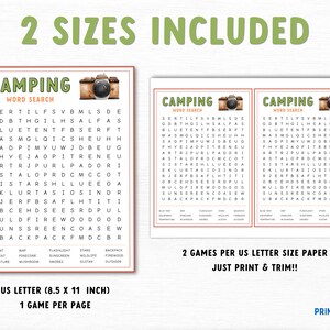 Camping Word Search Printable Game, Printable Camping Game for Kids ...