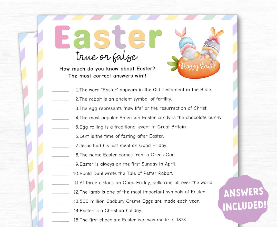 Easter True or False Game, Printable Easter Family Game, Easter Kids ...