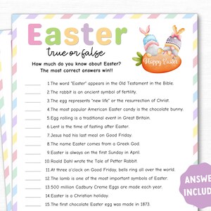 Easter True or False Game, Printable Easter Family Game, Easter Kids ...
