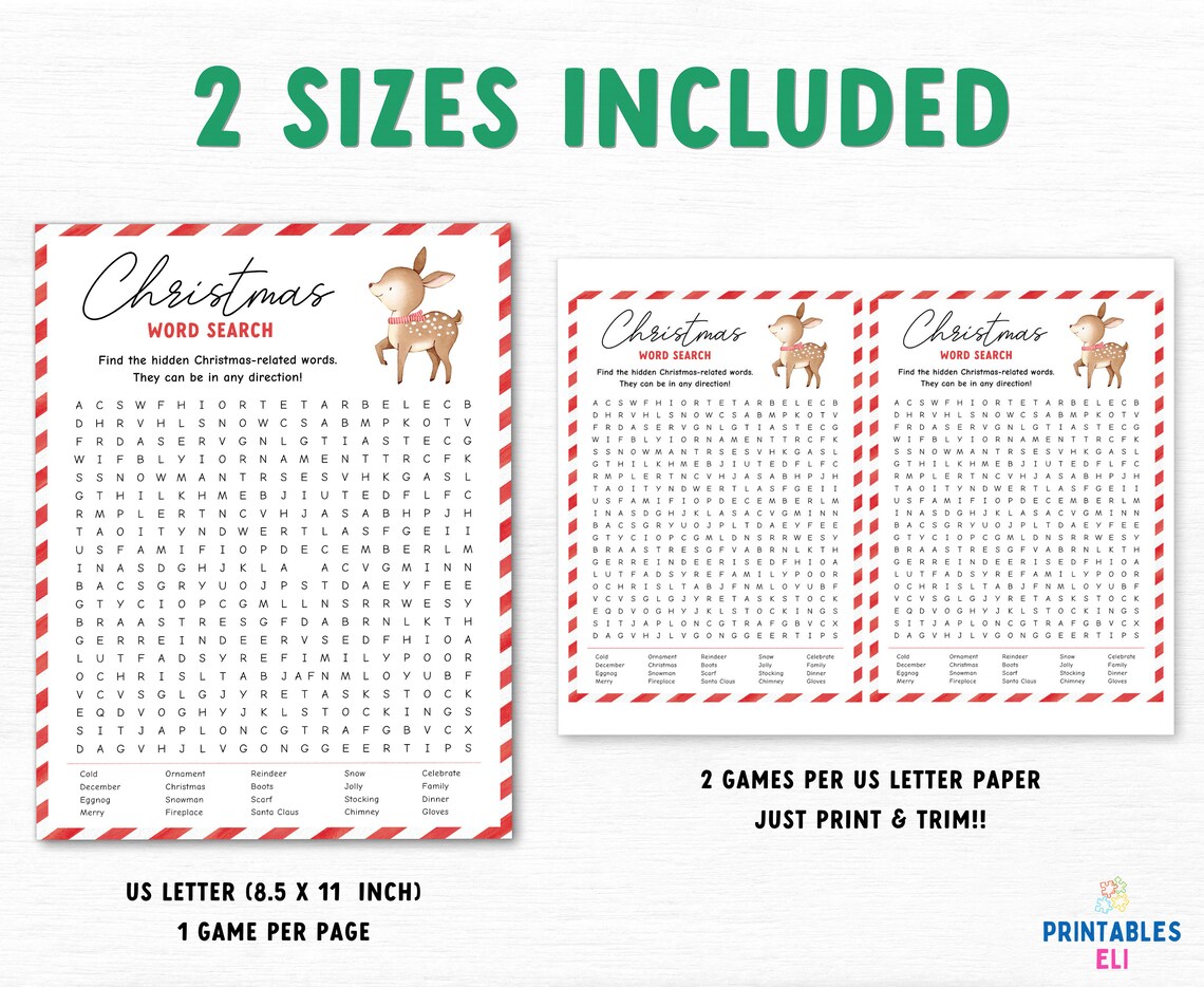 Christmas Word Search Game, Printable Christmas Game, Christmas Party ...