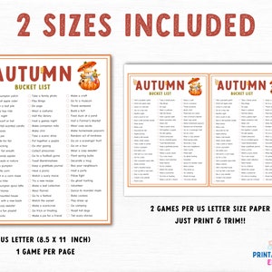 Autumn Bucket List Printable, Family Autumn Bucket List, Fall Printable ...