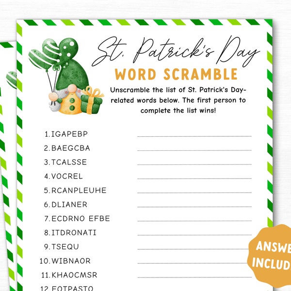 St Patricks Day Word Scramble - Etsy