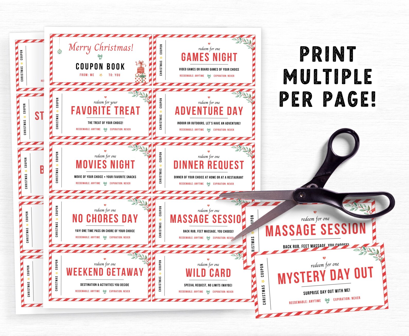 Printable Christmas Coupon Book, Editable Christmas Coupons Gift ...