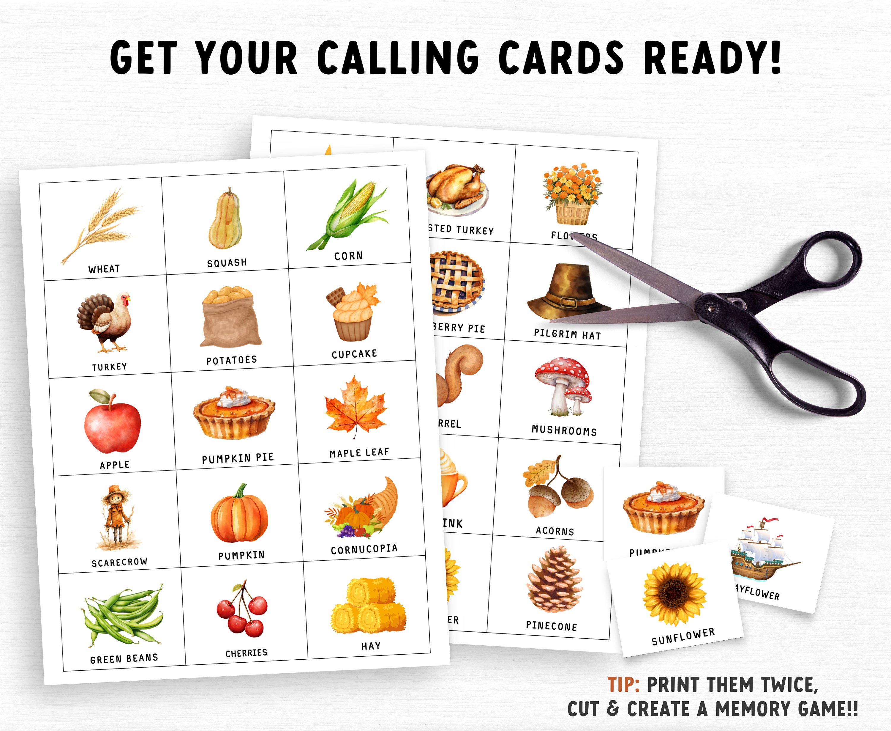 Thanksgiving Bingo Cards Printable, Autumn Bingo, Thanksgiving Activity ...