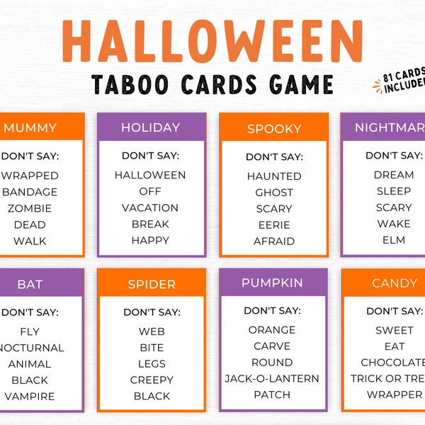 Halloween Taboo Games - Etsy