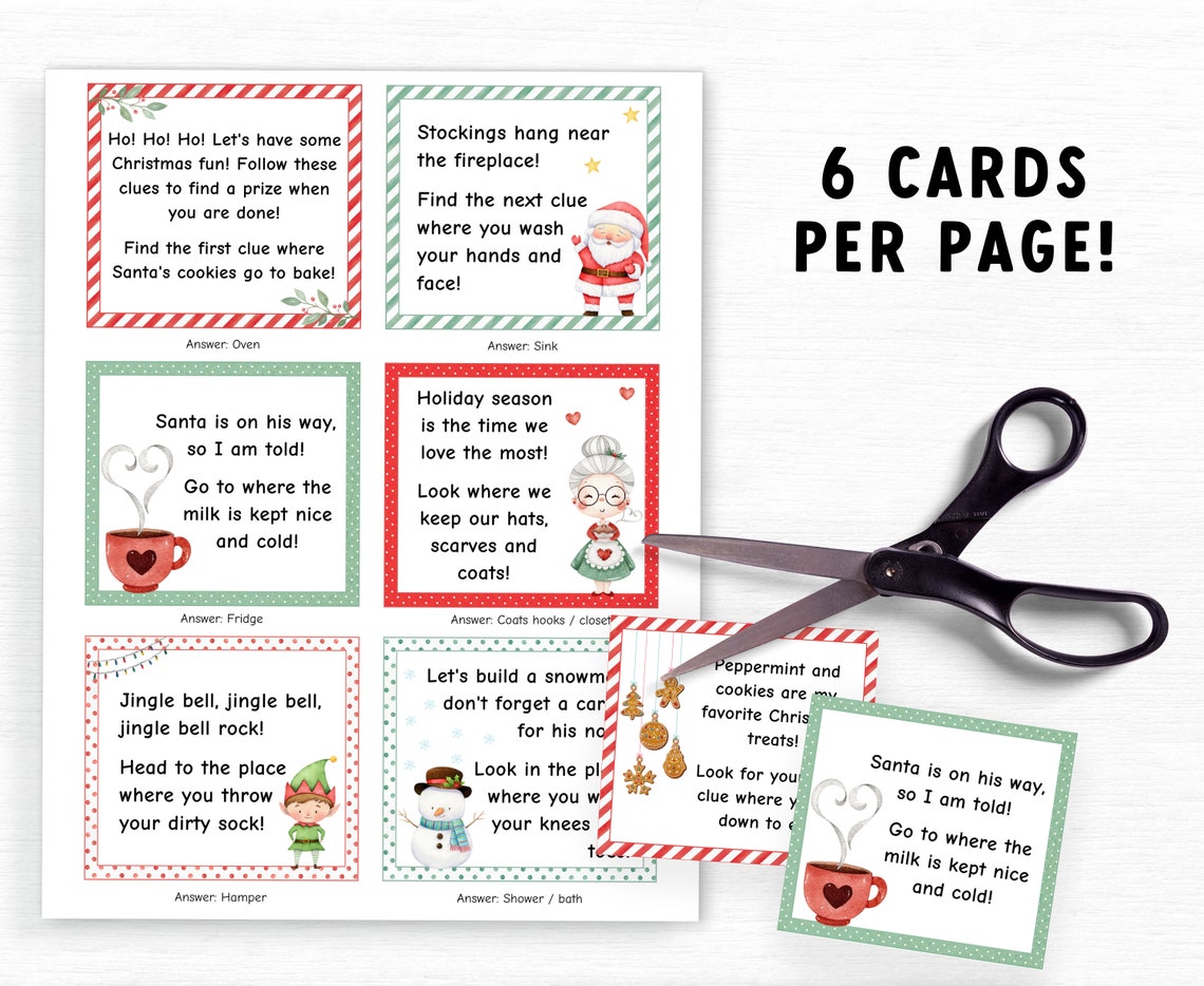 Christmas Treasure Hunt for Kids Holiday Treasure Hunt Clues - Etsy