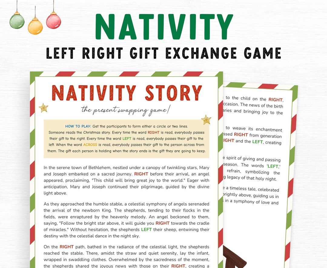Nativity Story Left Right Game, Gift Exchange Game, Christmas Party ...