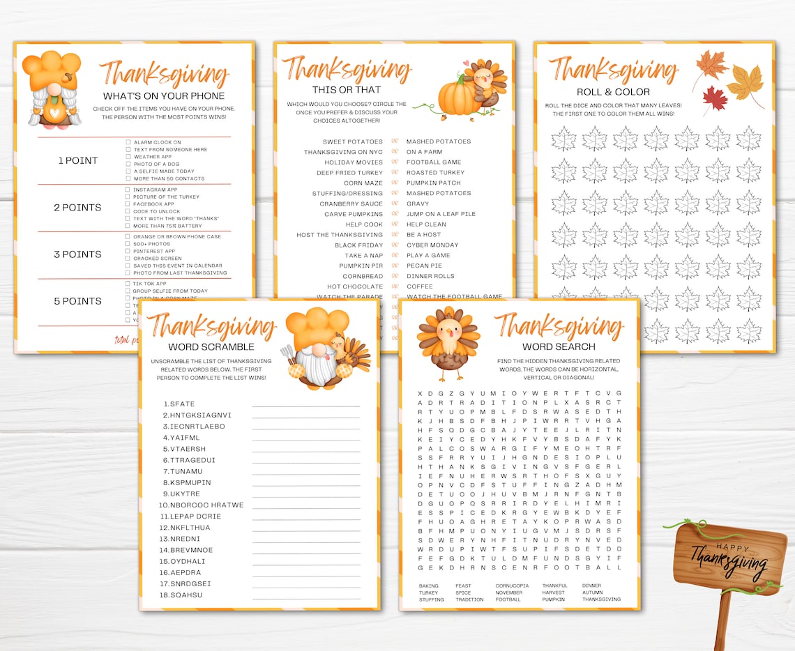 15 Thanksgiving Games Bundle Printable Thanksgiving Party - Etsy