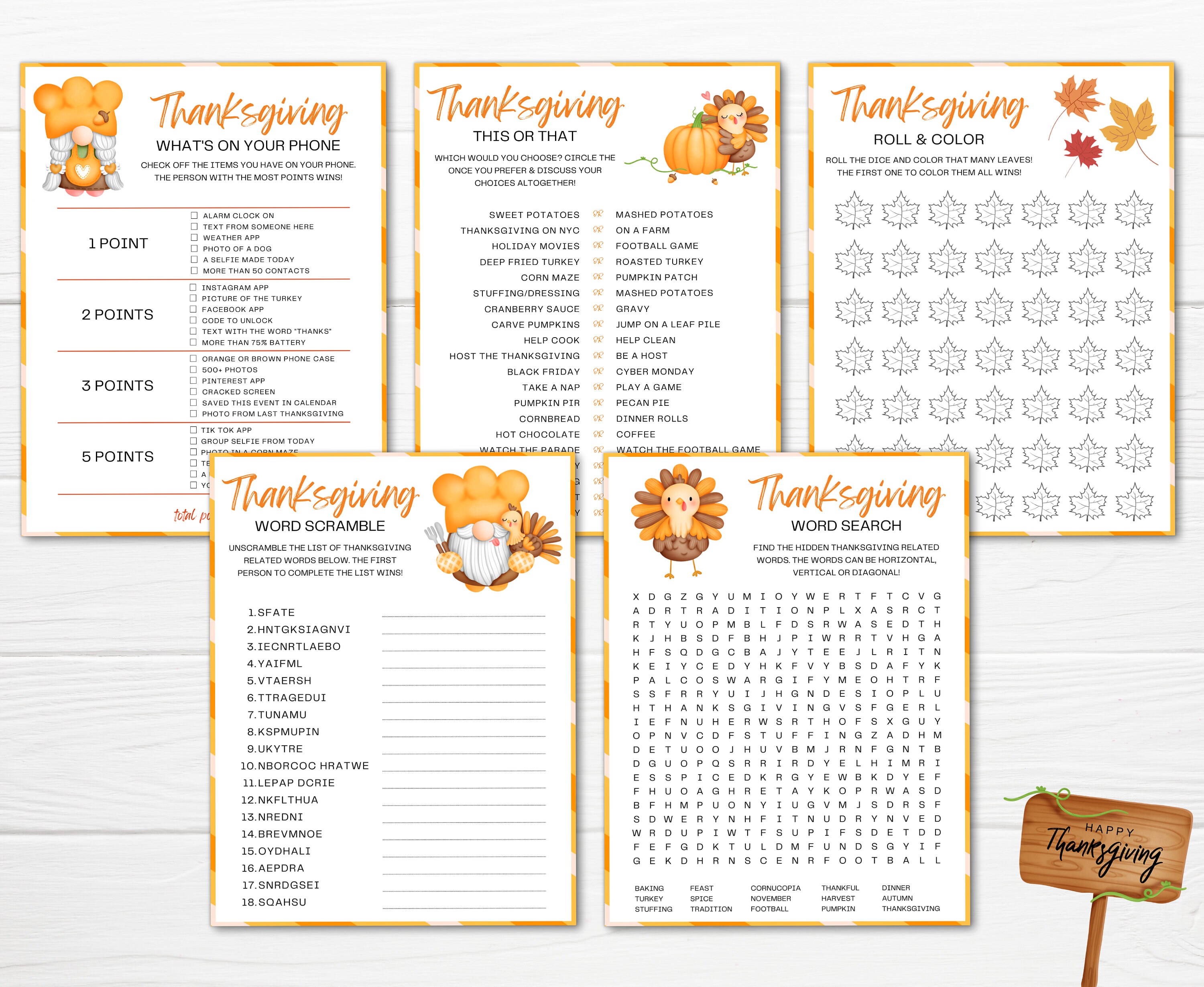 15 Thanksgiving Games Bundle Printable Thanksgiving Party - Etsy