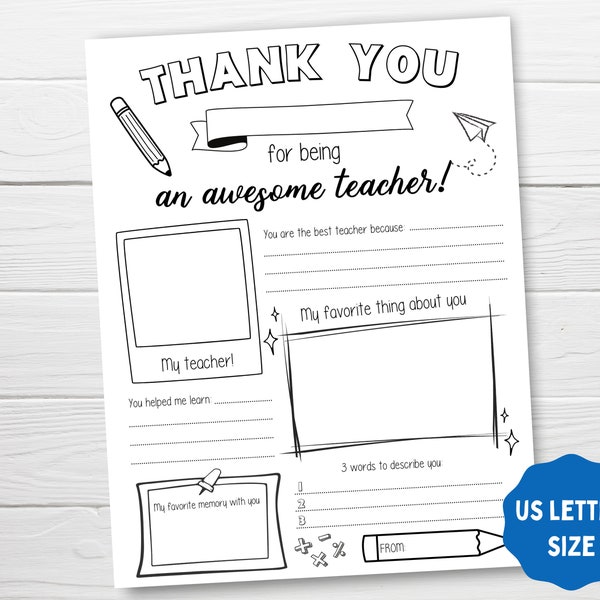 Teacher Thank You Letter Teacher Appreciation Printable End of School ...