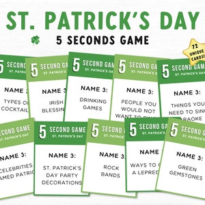 St. Patricks Day 5 Second Game Printable, Party Game, Printable St ...