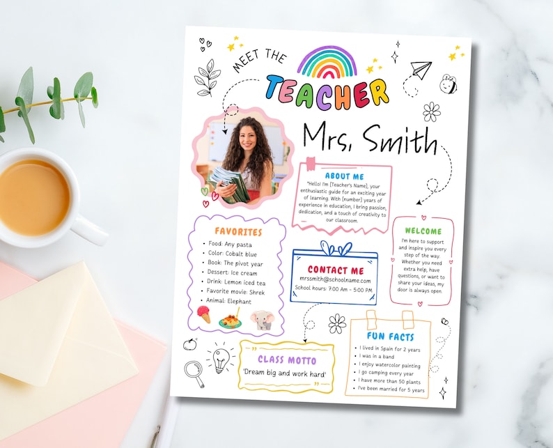 Meet the Teacher Editable Template, Classroom Printable Teacher ...