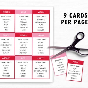Valentines Day Taboo Game, Party Game, Printable Valentines Family Game ...