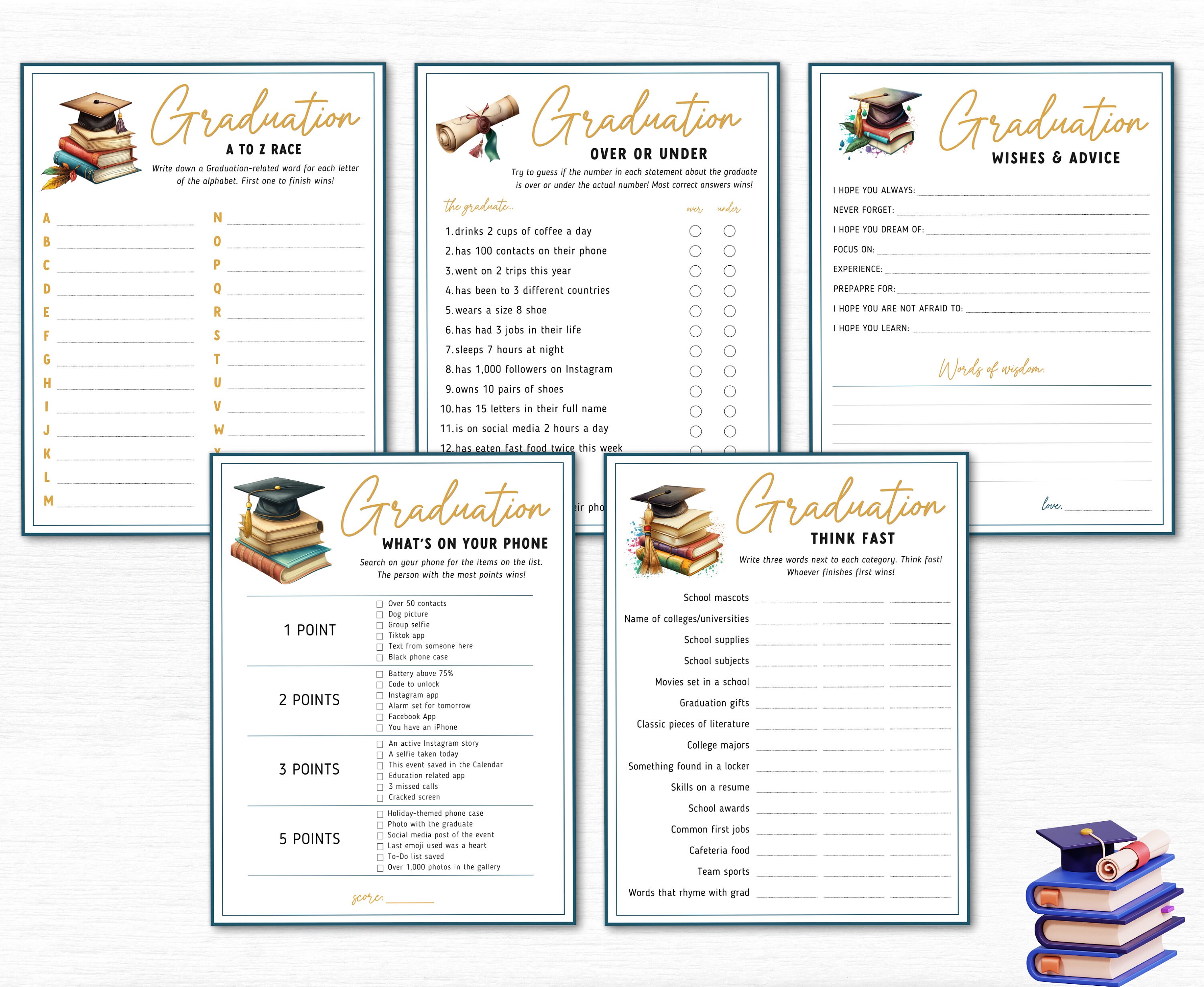 15 Graduation Day Games Printable Bundle, Wishes for the Graduate ...