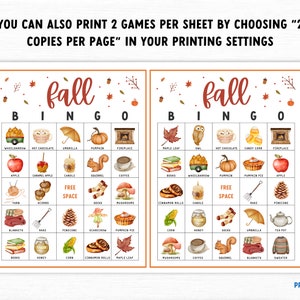 30 Fall Bingo Cards Printable, Autumn Bingo, Classroom Activity, Family ...
