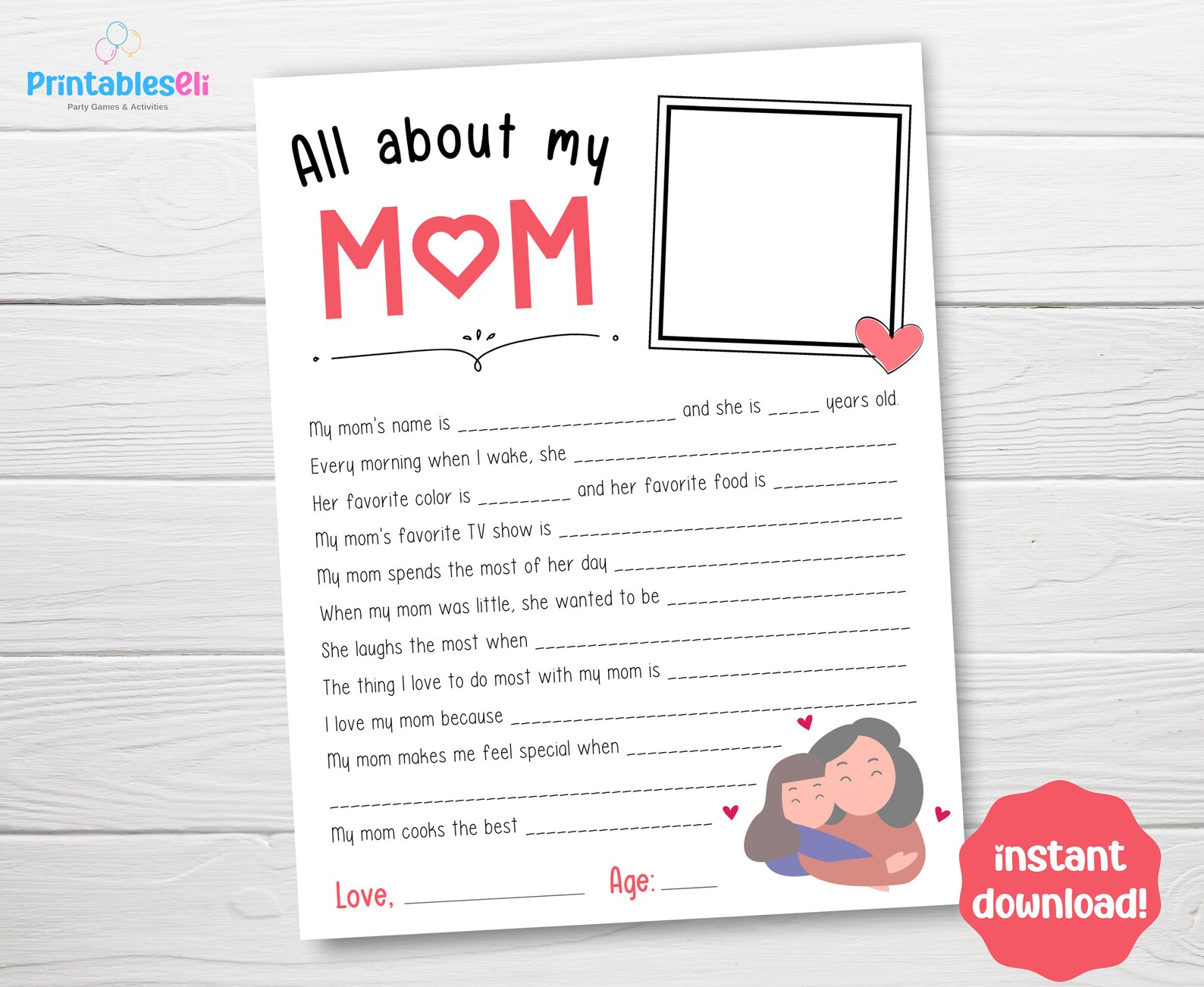 All About My Mom Printable Mother's Day Gift Idea Mom - Etsy