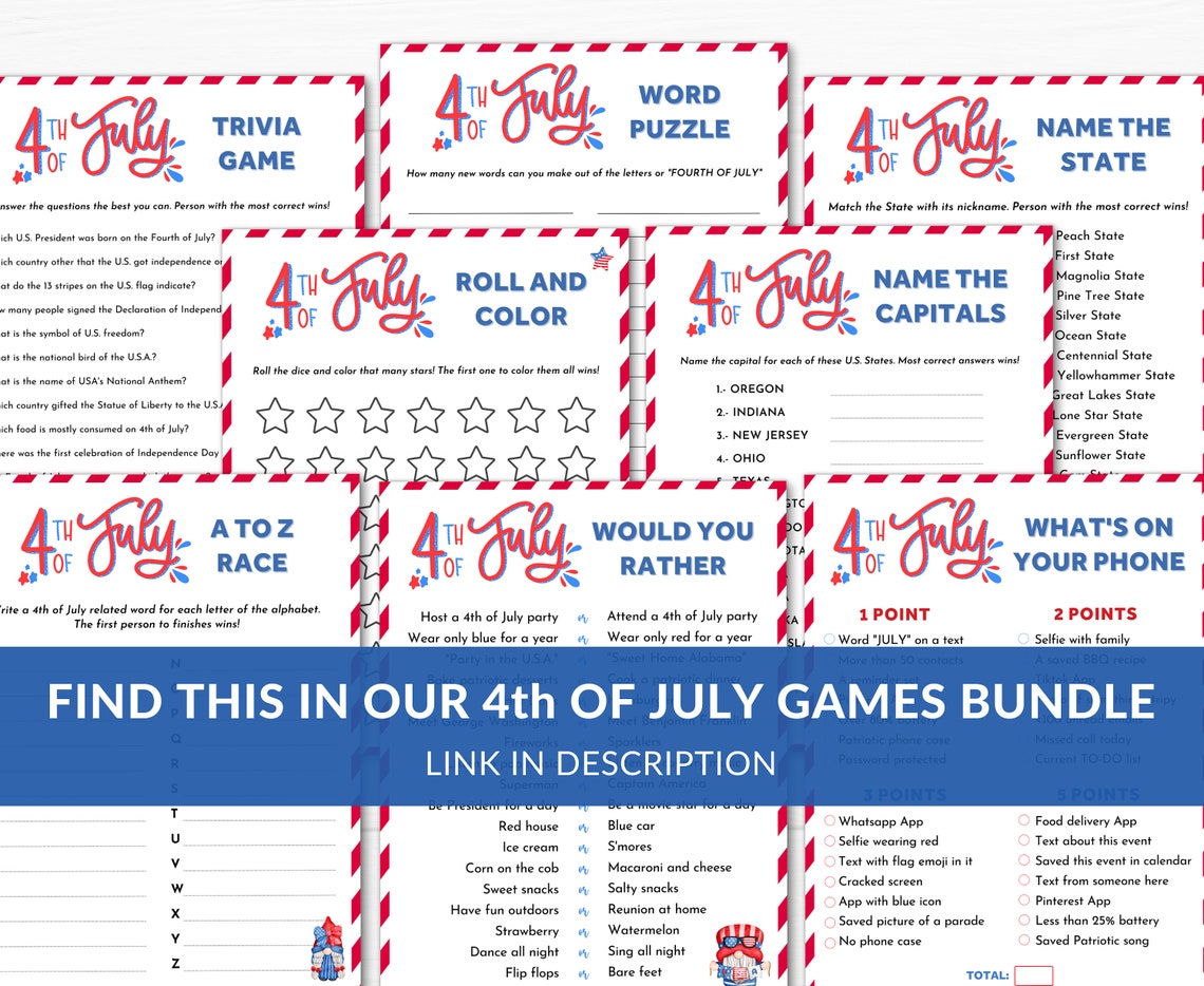 Roll and Color Fourth of July Printable Game 4th of July Game | Etsy