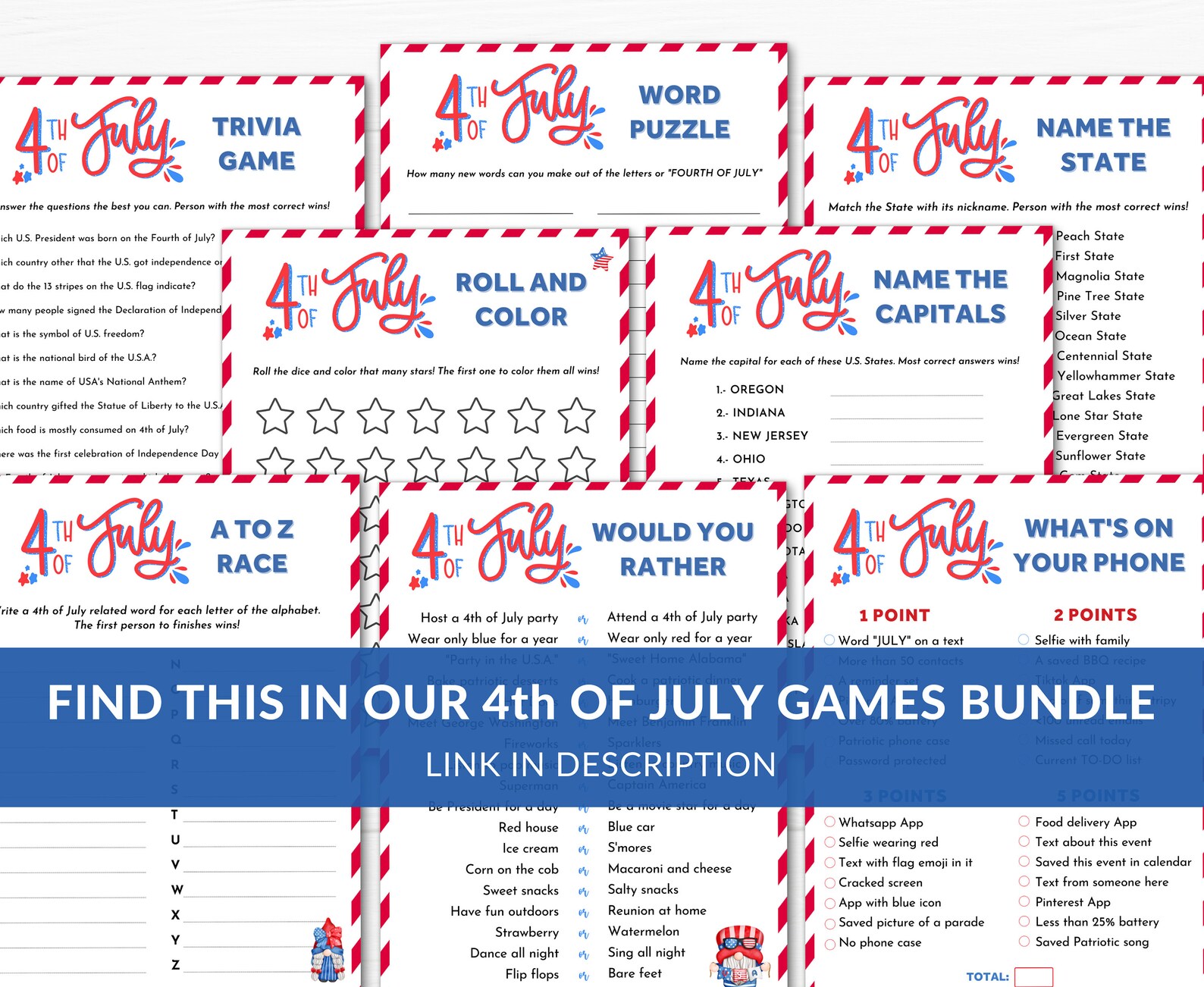 Roll and Color Fourth of July Printable Game 4th of July Game - Etsy