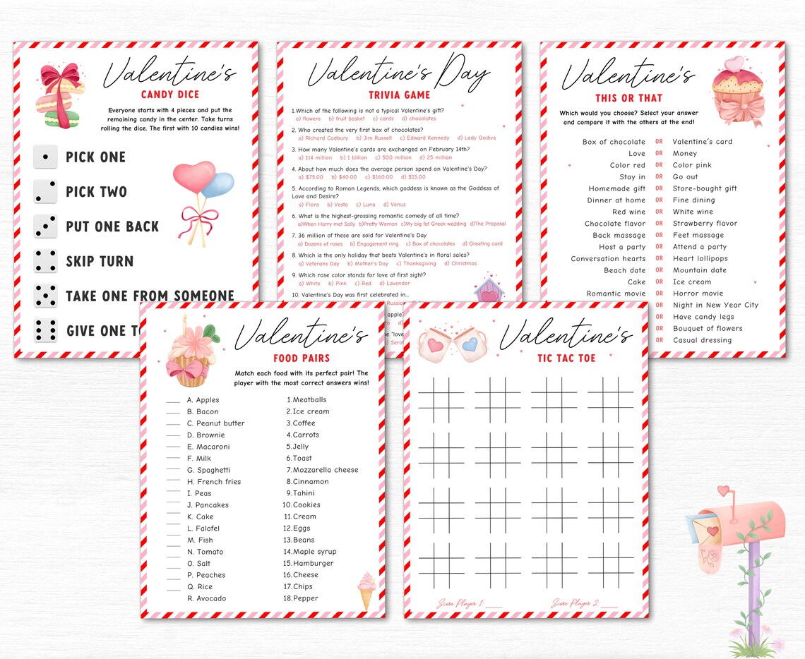 15 Valentines Day Games Printable Bundle, Valentines Party Game ...