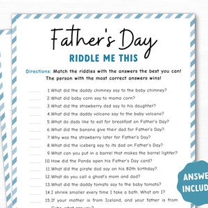 Father's Day Riddle Me This Game, Father's Day Game Printable ...