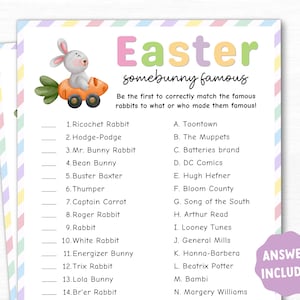 Easter Somebunny Famous Game, Printable Easter Game, Famous Bunnies ...
