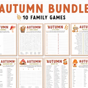 Autumn Games Bundle, Printable Fall Game for Kids and Adults, Autumn ...