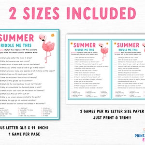 Summer Riddle Me This Printable Game, Family Summer Game Printable ...