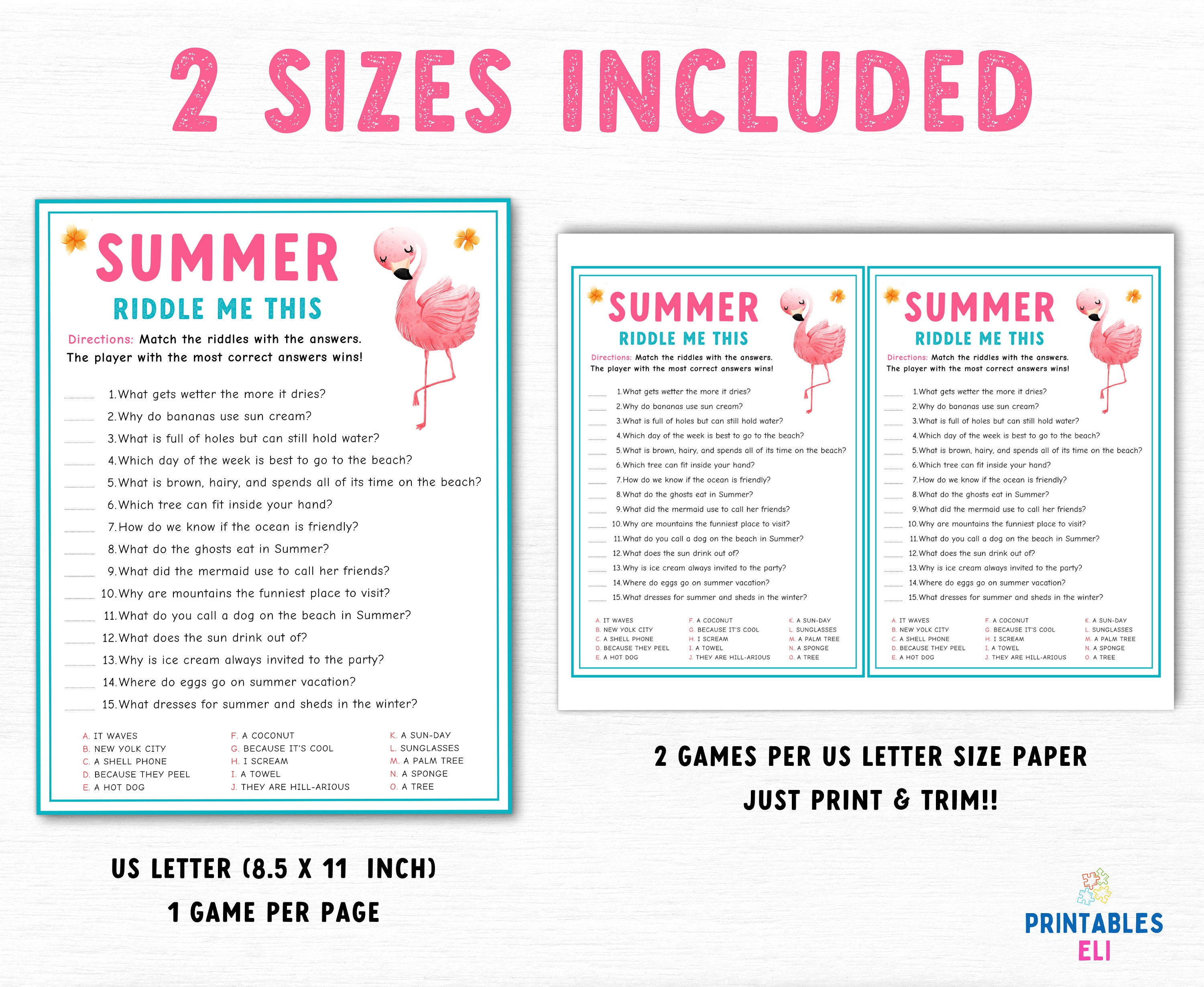 Summer Riddle Me This Printable Game, Family Summer Game Printable ...