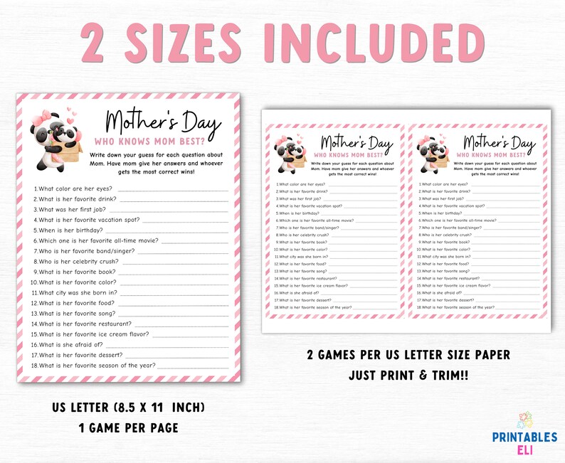 Mother's Day Who Knows Mom Best Game Printable, Mother's Day Game ...
