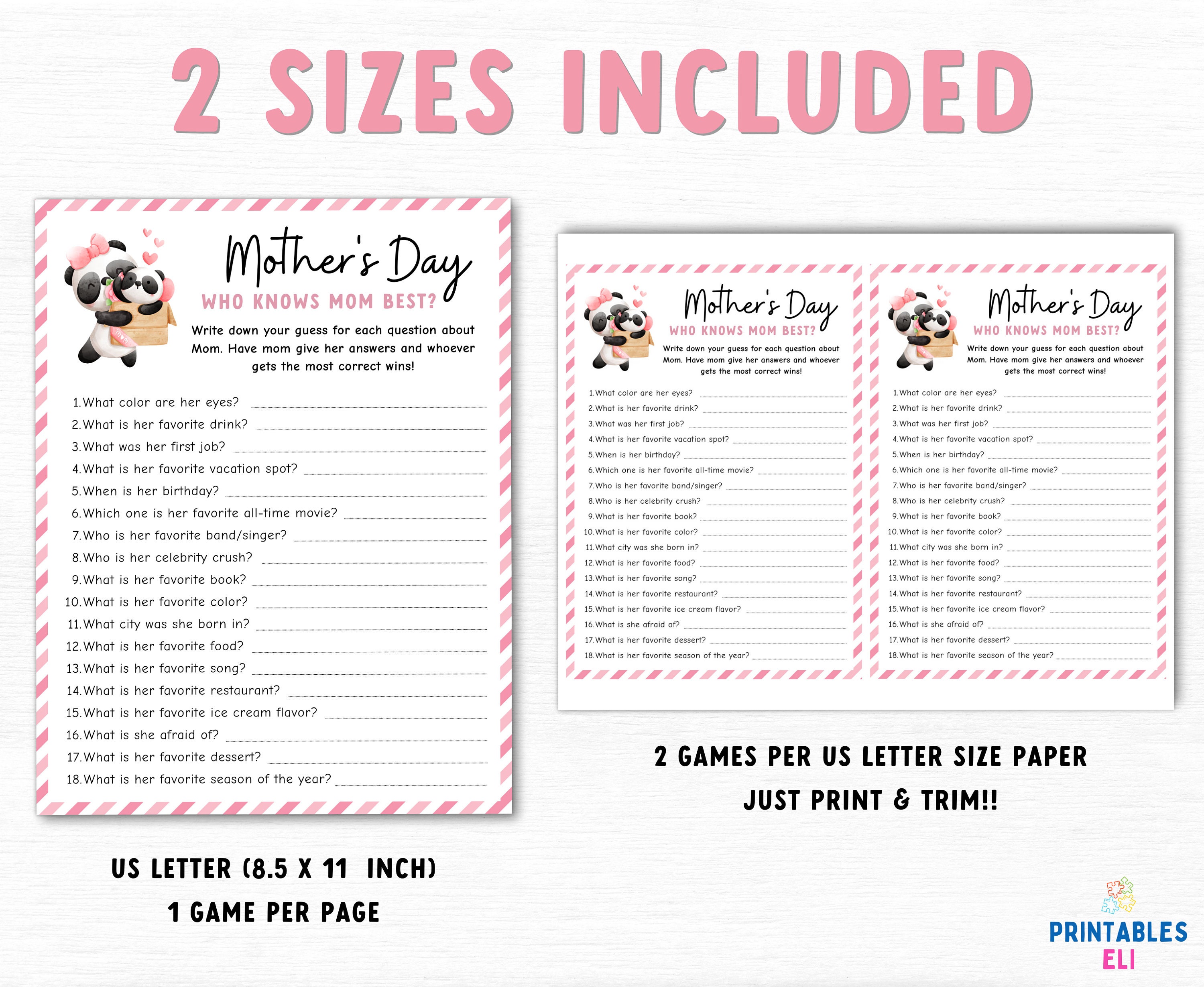 Mother's Day Who Knows Mom Best Game Printable, Mother's Day Game ...