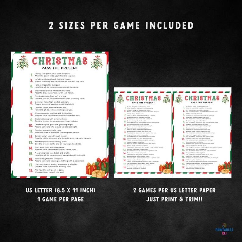 Pass the Prize Game Printable, Holiday Poem Gift Exchange, Printable ...