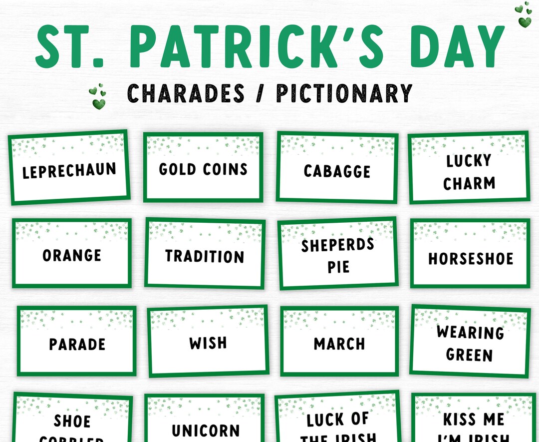 St. Patrick's Day Charades Game Patrick's Day - Etsy