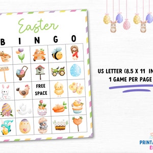 Easter Bingo Cards Printable, Spring Bingo, Easter Activity for Kids ...