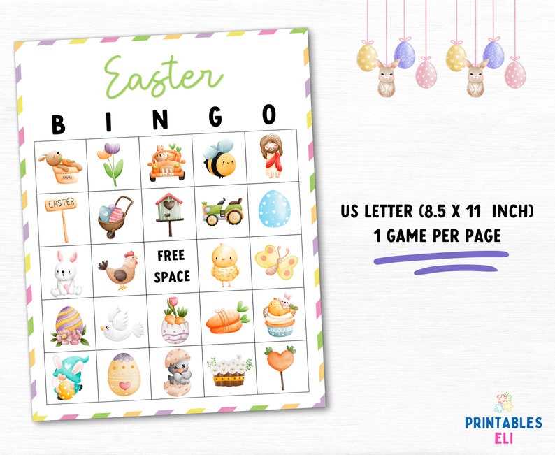 Easter Bingo Cards Printable, Spring Bingo, Easter Activity for Kids ...