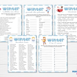 10 Winter Games Bundle Printable, Printable Winter Game for Kids and ...