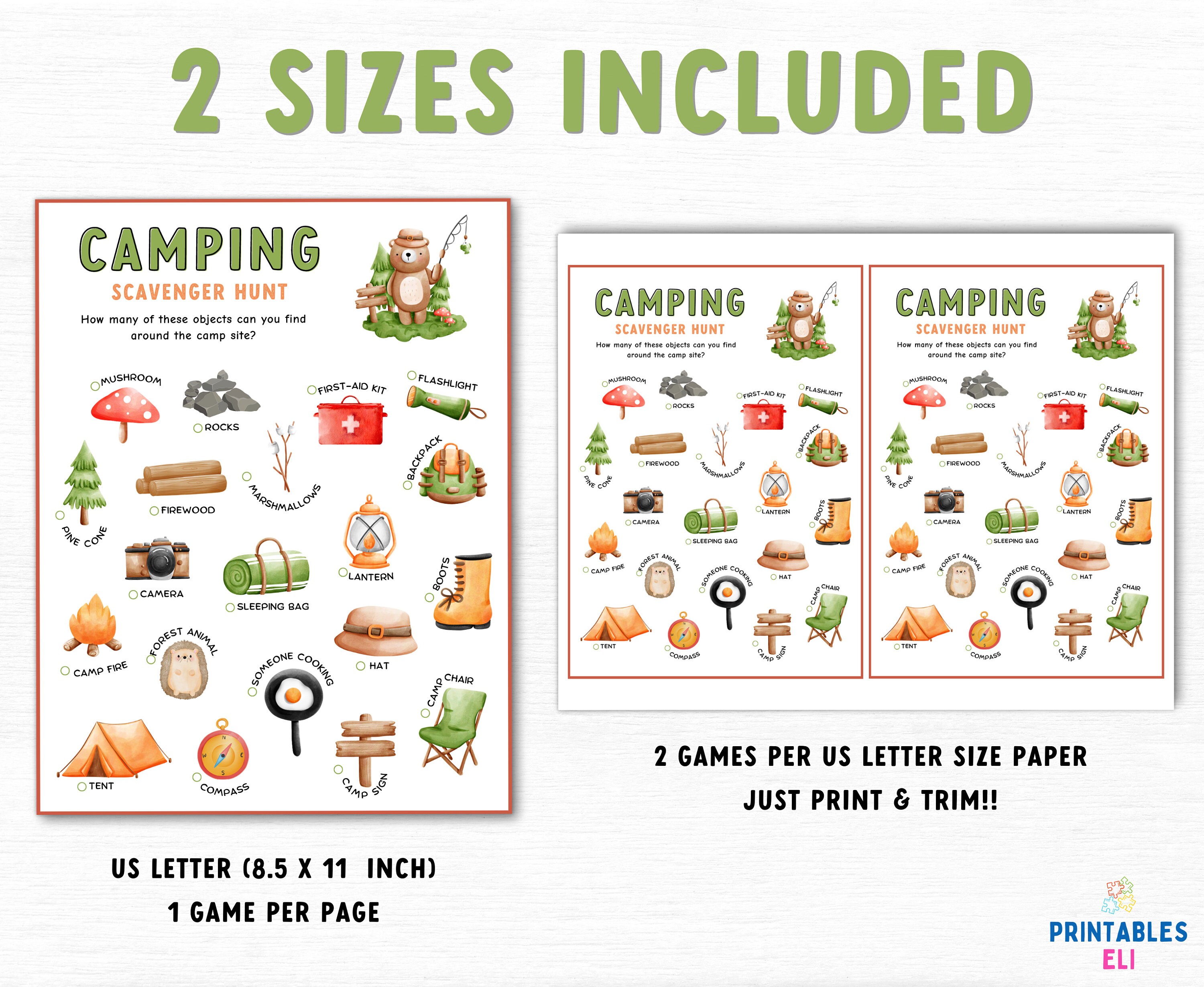 Camping Scavenger Hunt Game, Printable Camping Game for Kids ...